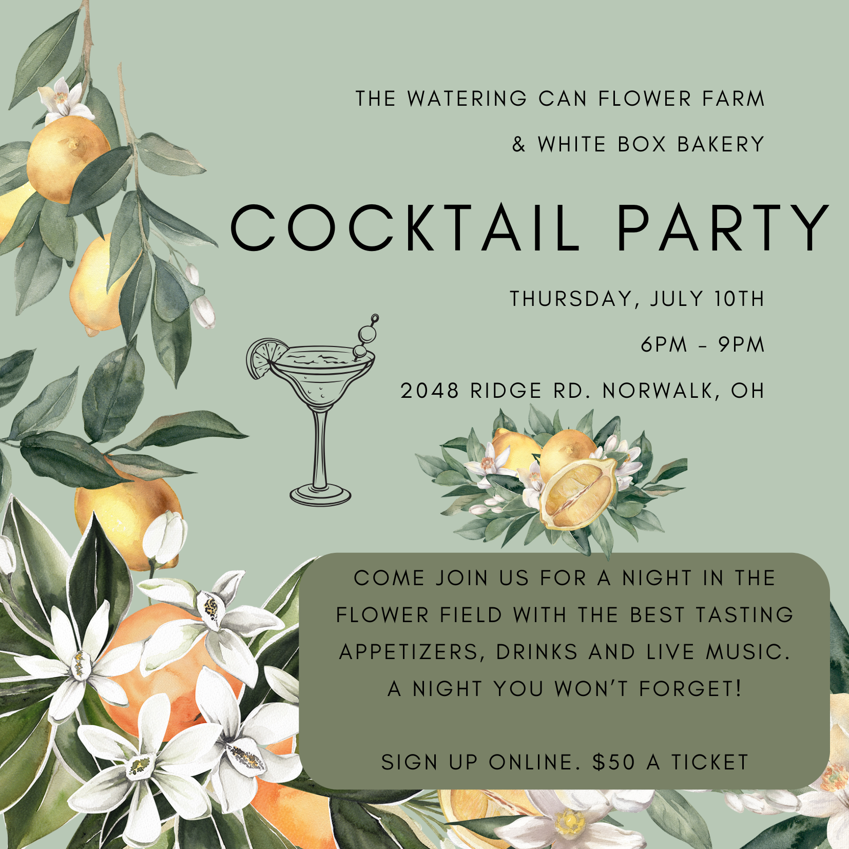 Green And White Citrus Floral Themed Elegant Brunch Invitation – The ...